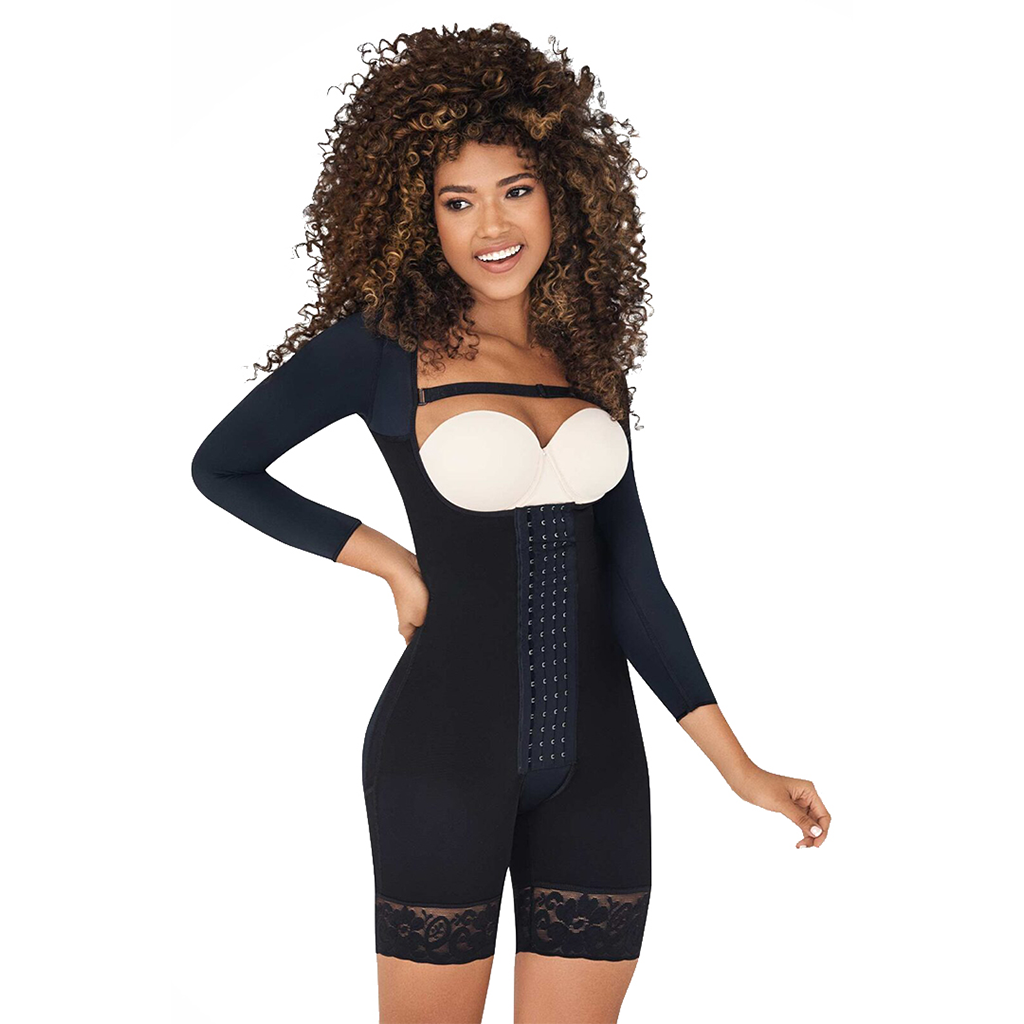 REF.1096 Open bust Curvy silhouette Power Control Garment with Sleeves ...
